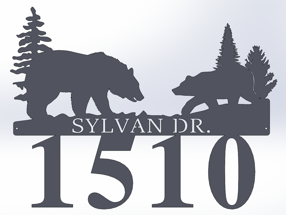 Personalized Bear Address Sign - Sea Biscuit Metal Designs